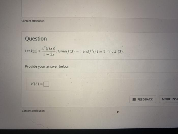 Solved Content attribution Question x ² (f(x)) Let k(x) 1 - | Chegg.com