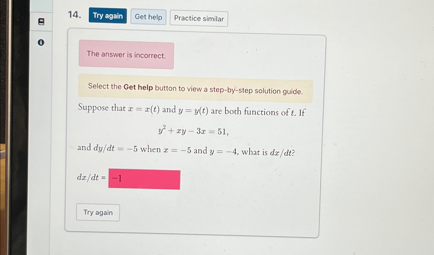 Solved Select the Get help button to view a step-by-step | Chegg.com