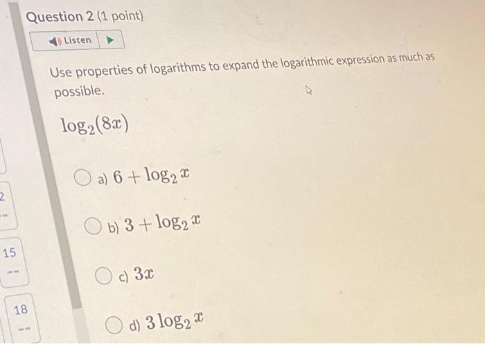 Solved Use properties of logarithms to expand the | Chegg.com