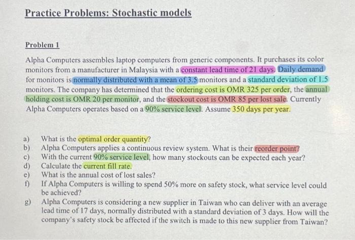 Solved Practice Problems: Stochastic models Problem 1 Alpha | Chegg.com