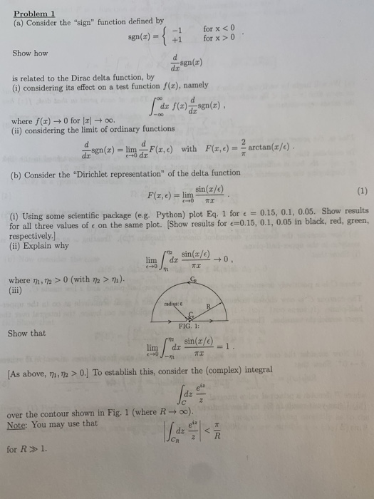 Solved Problem 1 (a) Consider the "sign" function defined by | Chegg.com