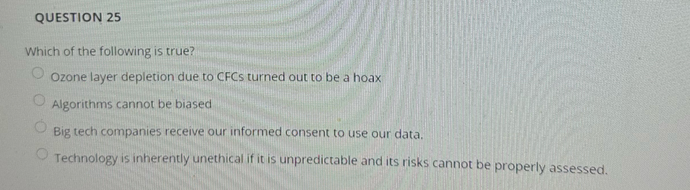 Solved QUESTION 25Which of the following is true?Ozone layer | Chegg.com