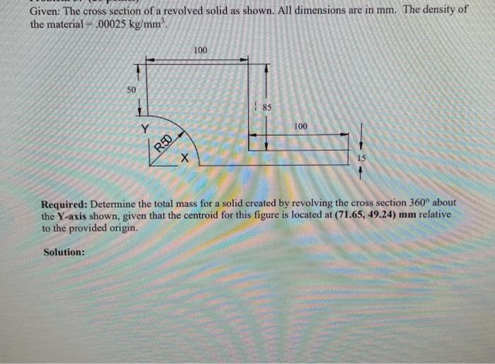 Solved Given: The cross section of a revolved solid as | Chegg.com