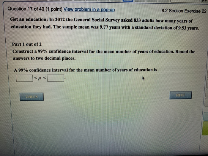 Solved Question 17 of 40 (1 point) View problem in a pop-up | Chegg.com