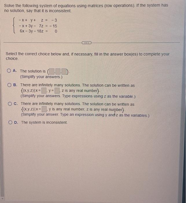 Solved Solve the following system of equations using | Chegg.com
