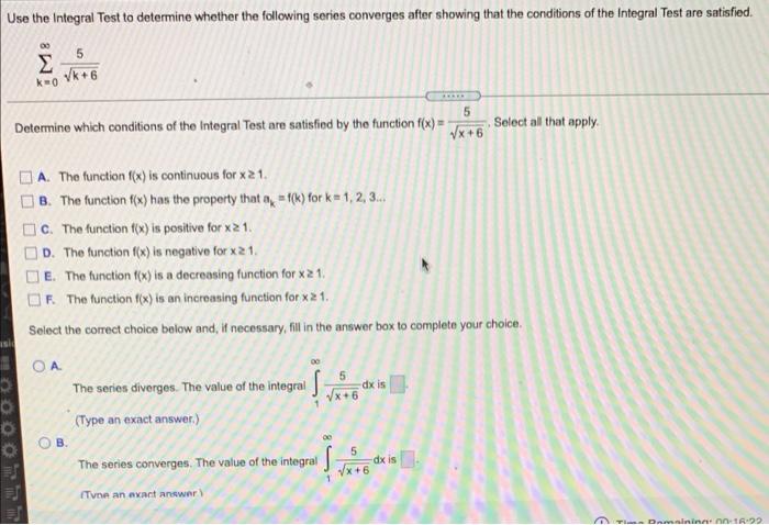 Solved Use the Integral Test to determine whether the | Chegg.com