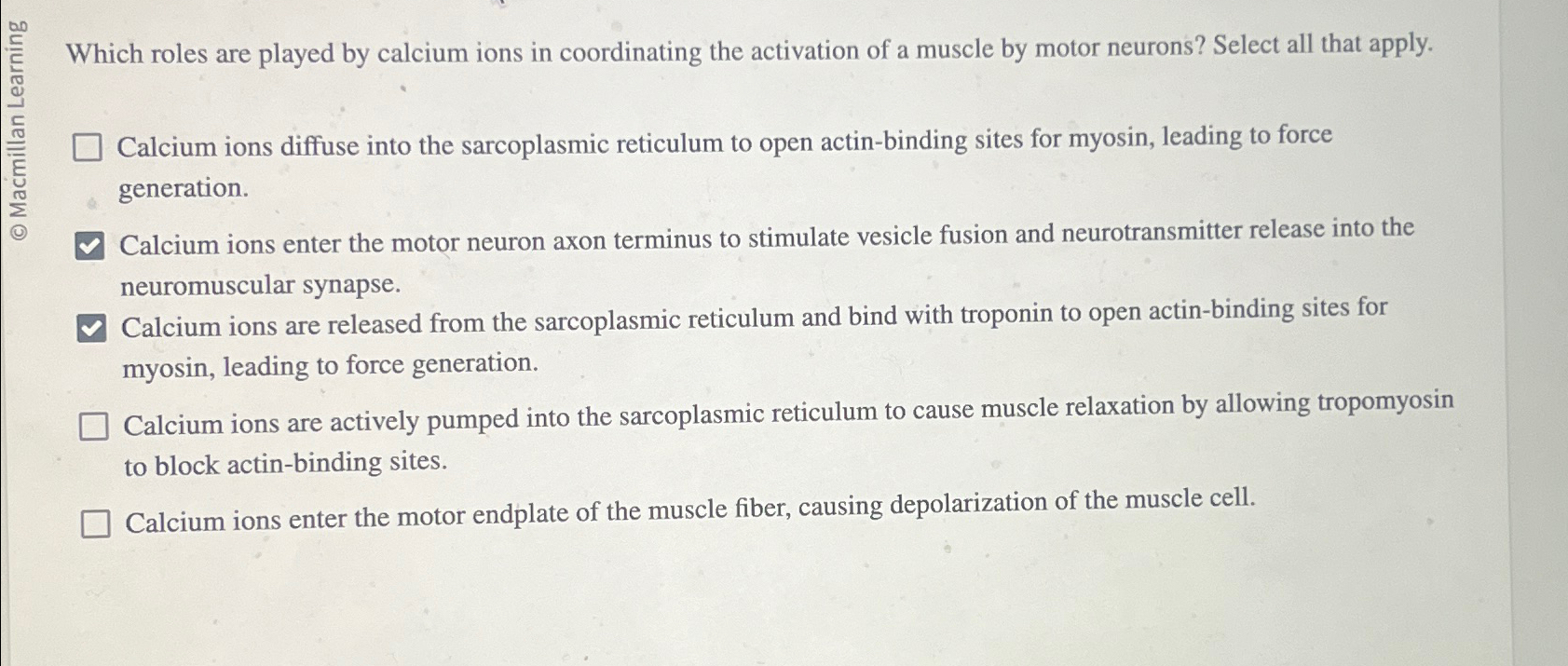 Solved Which roles are played by calcium ions in | Chegg.com