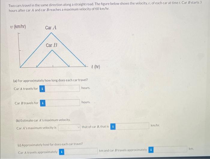 Solved Two cars travel in the same direction along a | Chegg.com