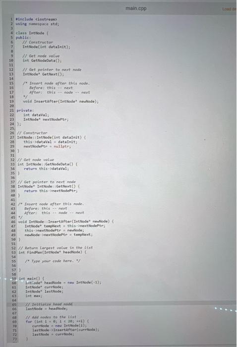 Solved Given The Intnode Class Define The Find Max0 
