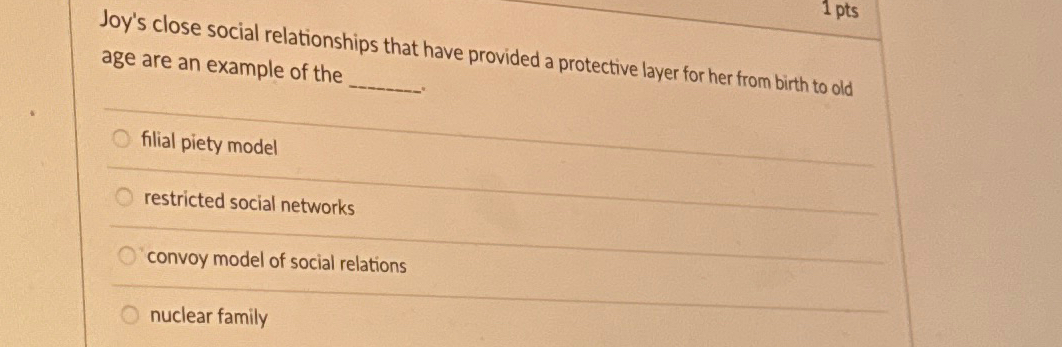 Solved Joy's close social relationships that have provided a | Chegg.com