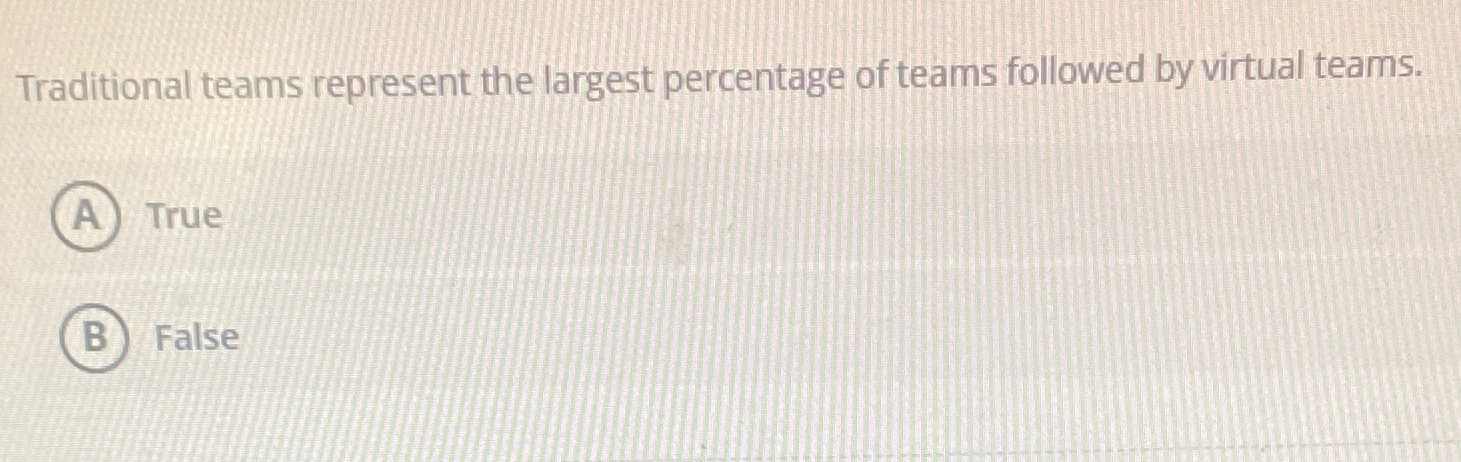 Solved Traditional teams represent the largest percentage of | Chegg.com