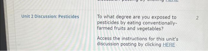Solved Unit 2 Discussion: Pesticides To what degree are you | Chegg.com