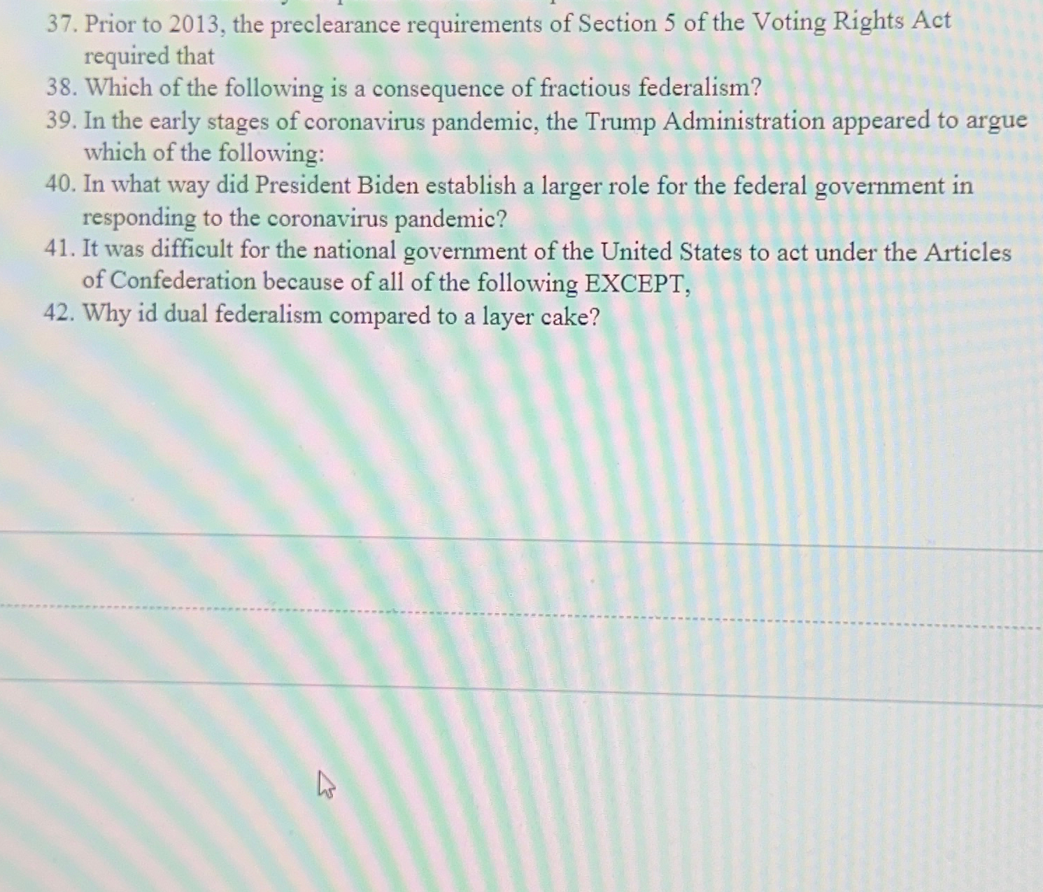 Prior to 2013, ﻿the preclearance requirements of | Chegg.com