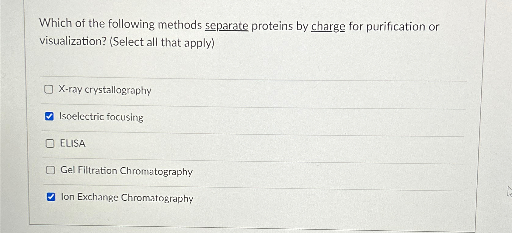 Solved Which of the following methods separate proteins by | Chegg.com