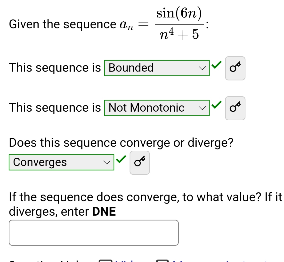 Solved Given the sequence an=sin(6n)n4+5 ﻿:This sequence | Chegg.com