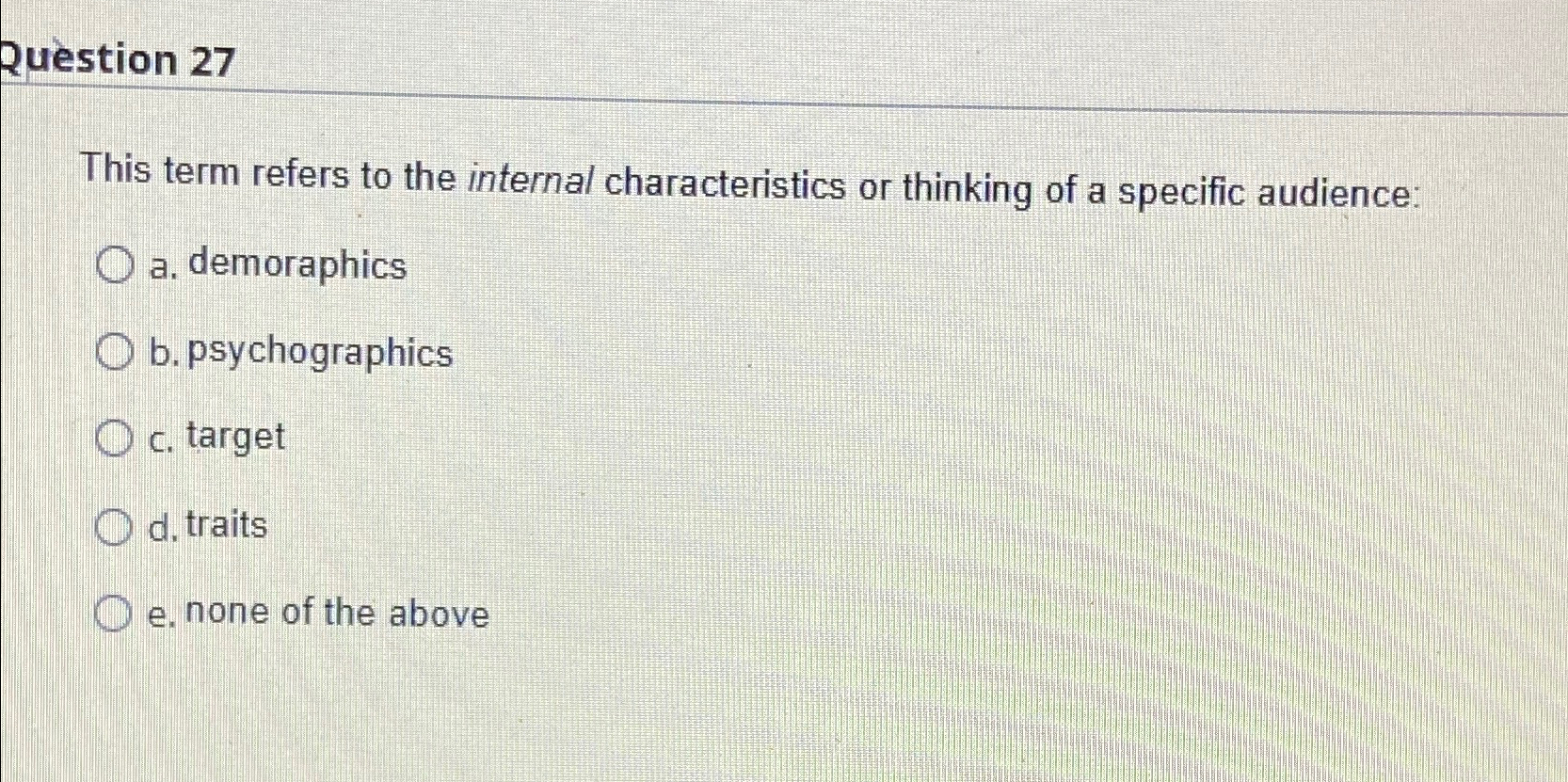 Solved Quèstion 27This term refers to the internal | Chegg.com