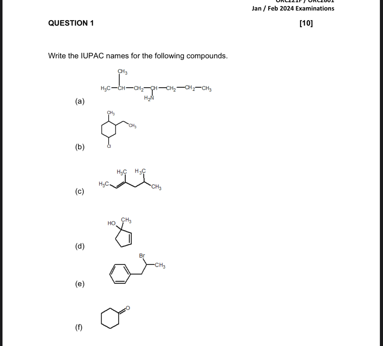Solved Jan / ﻿Feb 2024 ﻿ExaminationsQUESTION 1[10]Write the | Chegg.com