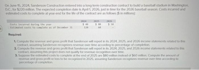 Solved contract, assuming this project does not qualify for | Chegg.com