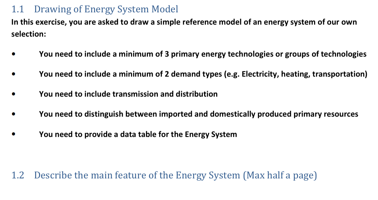 Solved Drawing of Energy System ModelIn this exercise, you | Chegg.com