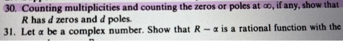 30. Counting multiplicities and counting the zeros or | Chegg.com