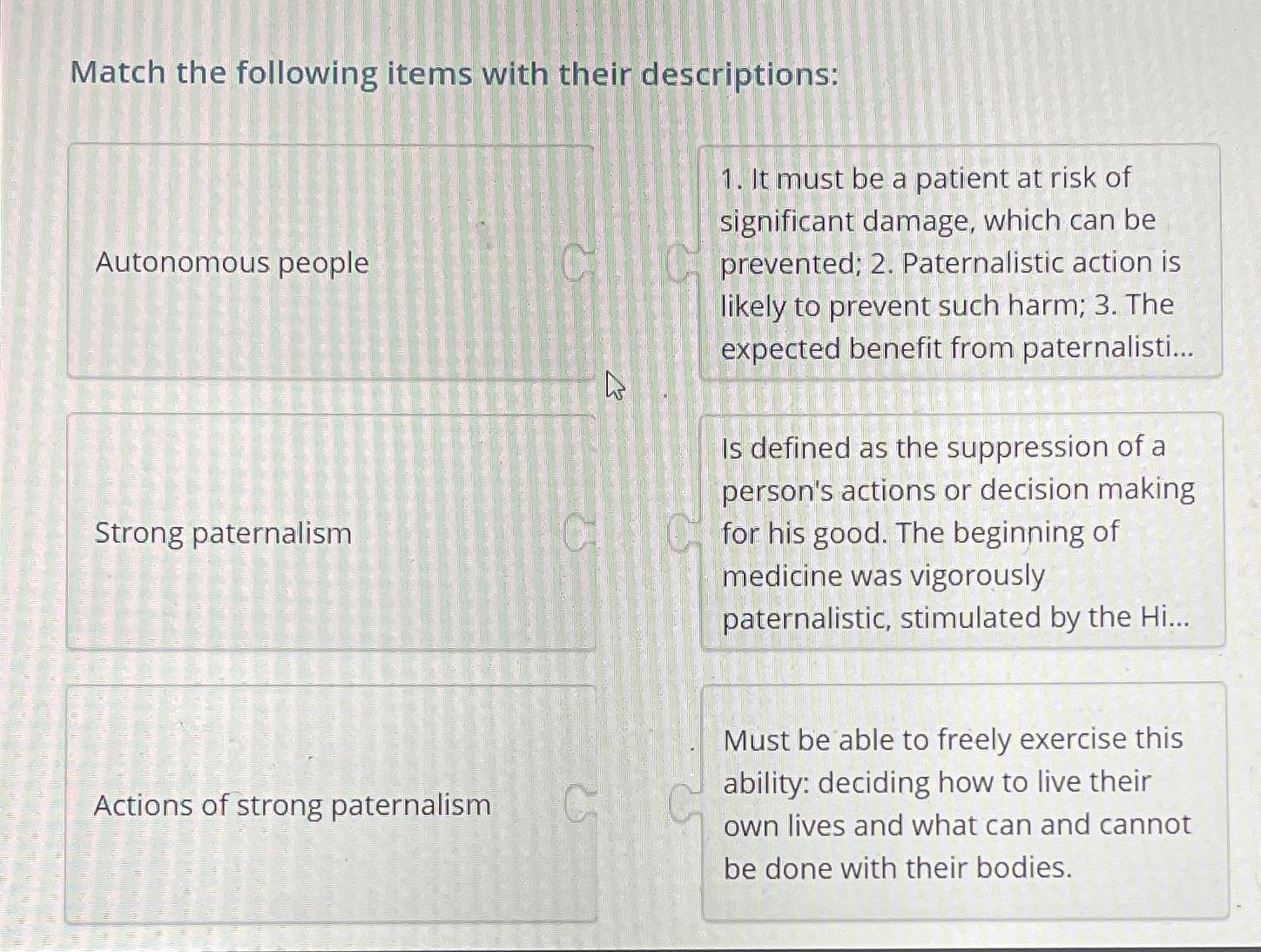 Solved Match the following items with their | Chegg.com