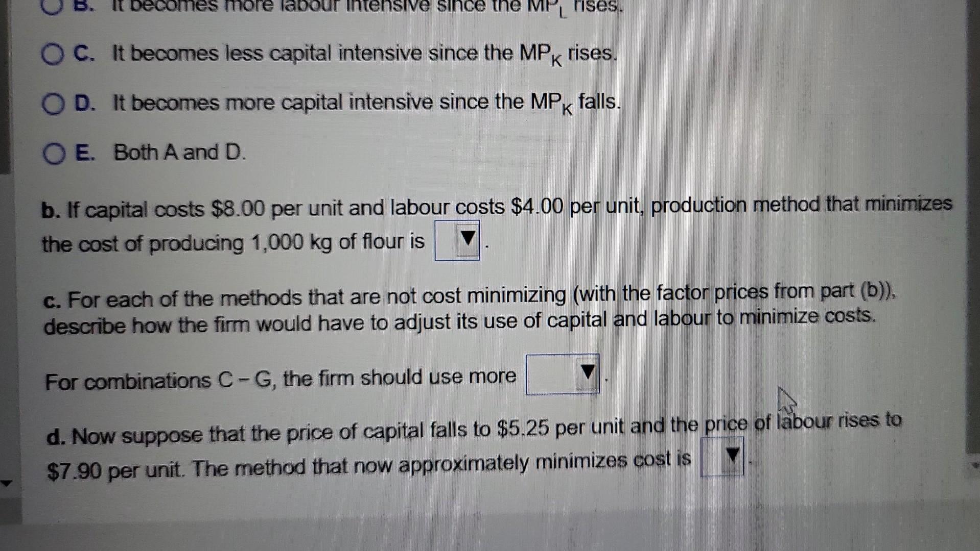 Solved \begin{tabular}{ccc} Production Method & MP K & MP | Chegg.com