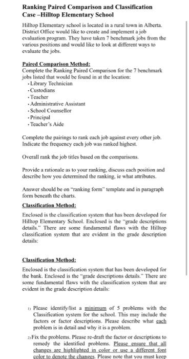 Solved Ranking Paired Comparison and Classification | Chegg.com
