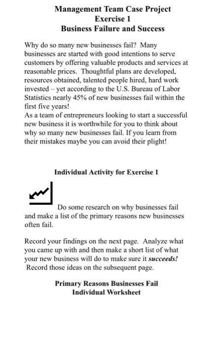 Solved Management Team Case Project Exercise 1 Business | Chegg.com