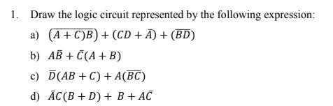 Solved 1. Draw the logic circuit represented by the | Chegg.com