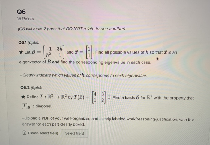 Solved Q6 15 Points (Q6 will have 2 parts that DO NOT relate | Chegg.com