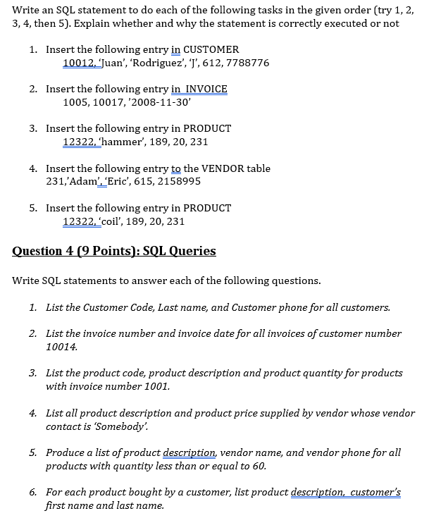 Solved Write an SQL statement to do each of the following | Chegg.com