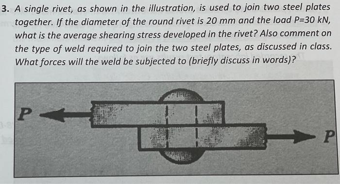 Solved A single rivet, as shown in the illustration, is used | Chegg.com