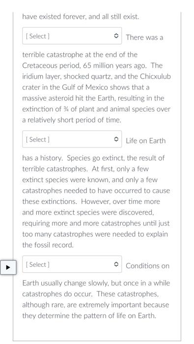 Solved Number the ideas about extinction to show the | Chegg.com