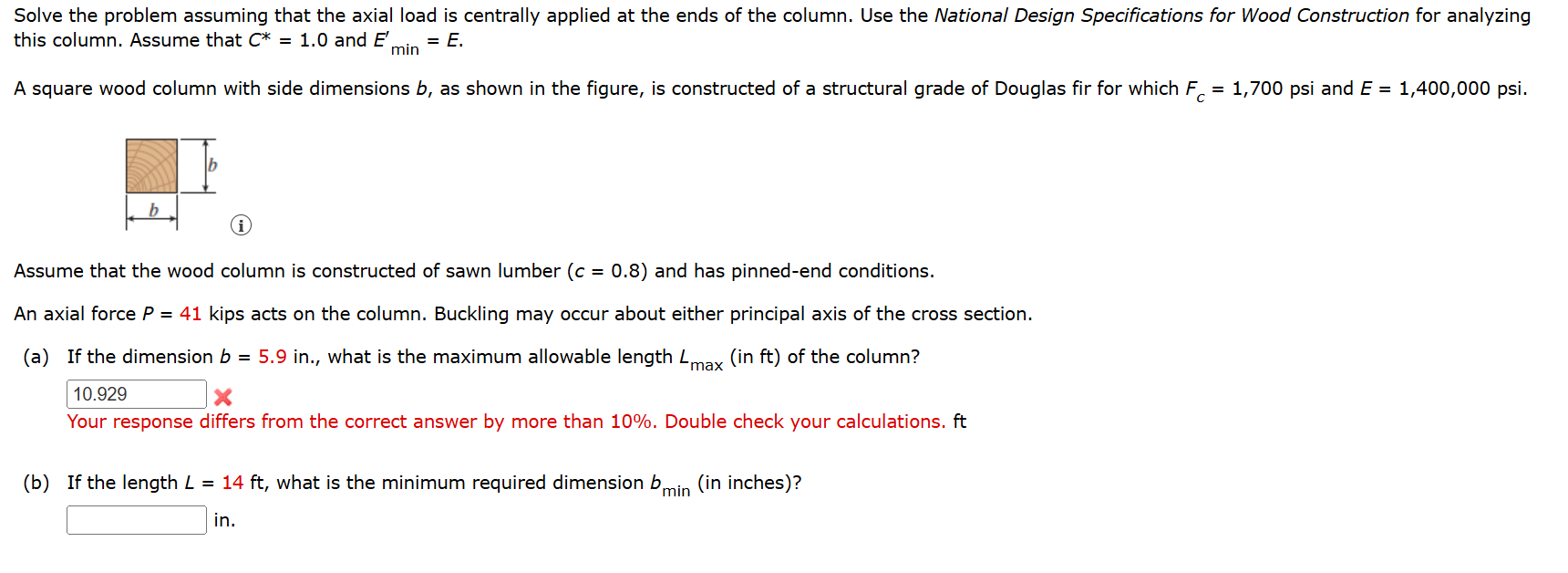 Solved Solve the problem assuming that the axial load is | Chegg.com