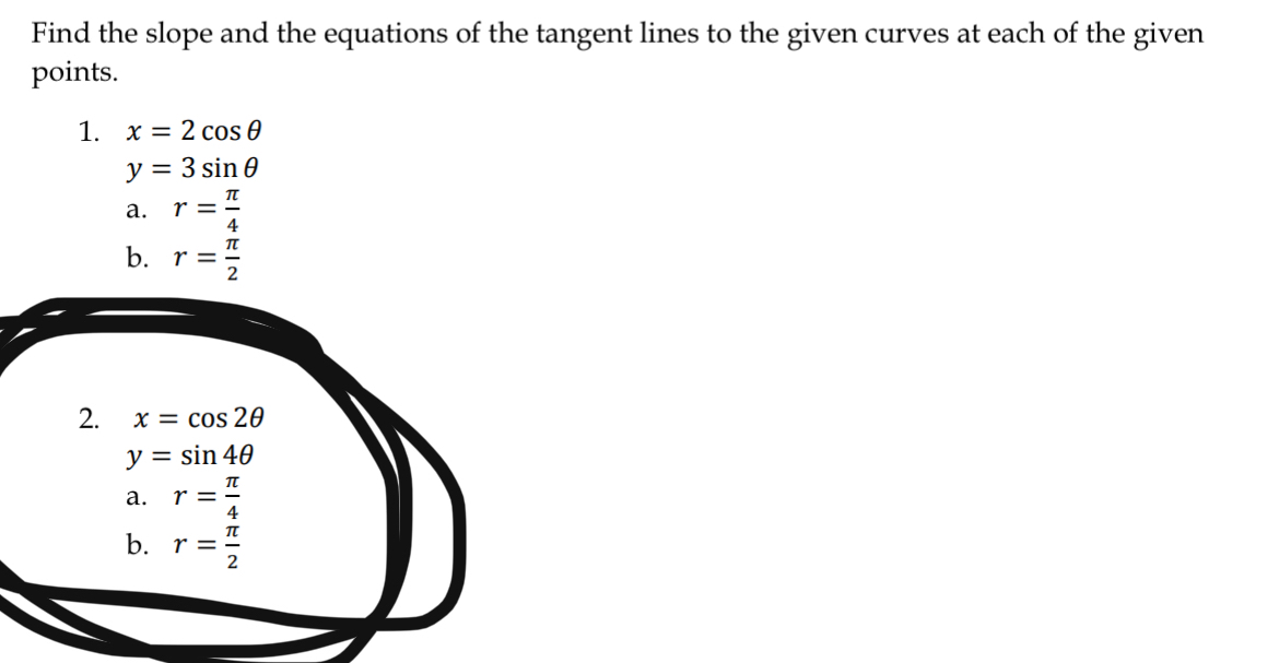 Solved Find the slope and the equations of the tangent lines | Chegg.com