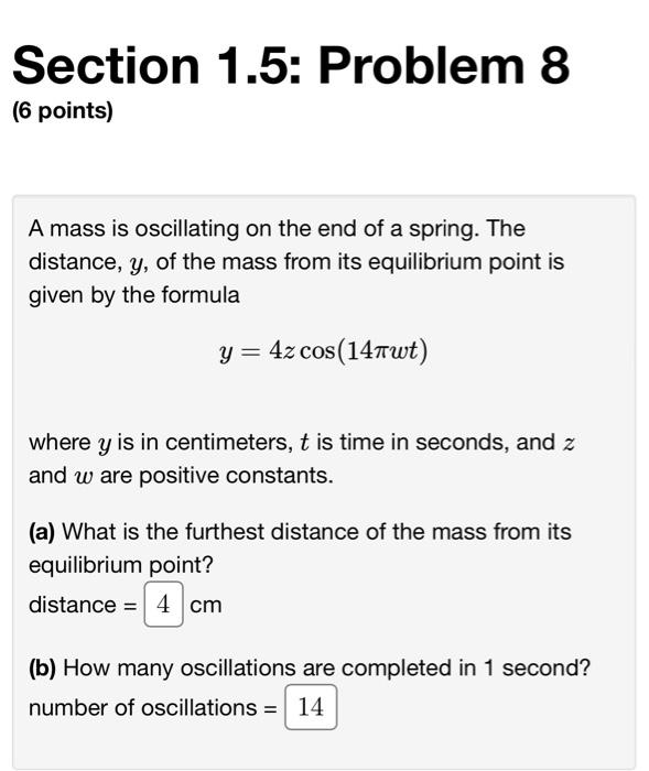 Solved Section 1 5 Problem 8 6 Points A Mass Is