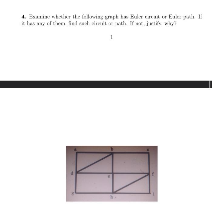 Solved 4. Examine whether the following graph has Euler | Chegg.com