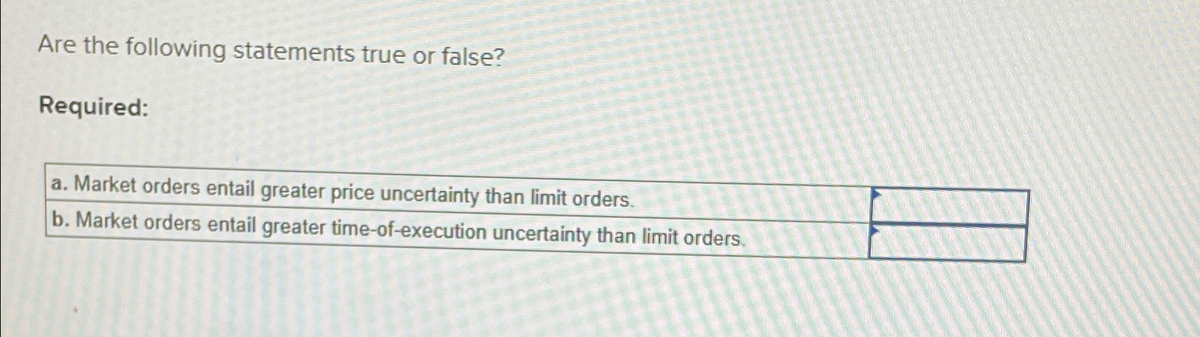 Solved Are the following statements true or | Chegg.com