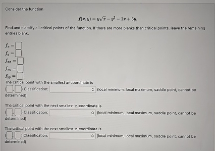 Solved Consider the functionf(x,y)=yx2-y2-1x+3y.Find and | Chegg.com