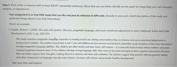 Solved Step 1: First, write a response with at least EIGHT | Chegg.com
