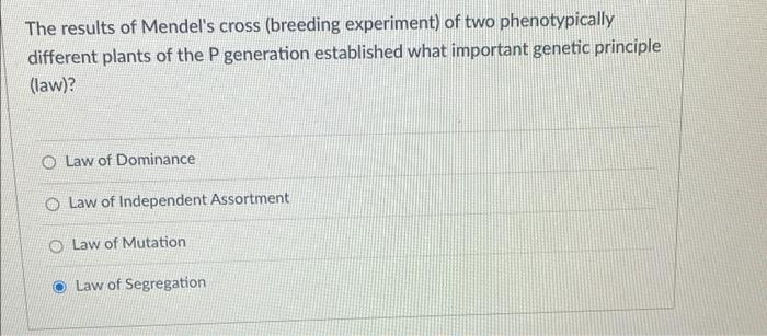 Solved The results of Mendel's cross (breeding experiment) | Chegg.com