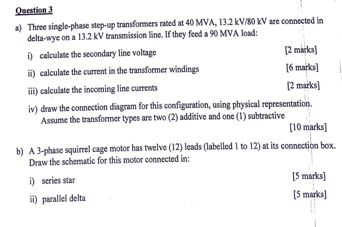 Question 3a) ﻿Three single-phase step-up transformers | Chegg.com