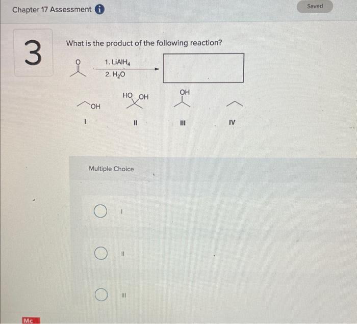 Solved What is the product of the following reaction? 2.H2O | Chegg.com