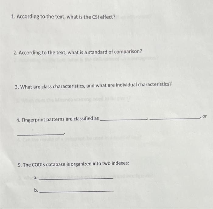 Solved 1. According to the text, what is the CSI effect? 2. | Chegg.com