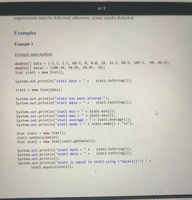 Solved What to Submit The Stat.java file should be submitted | Chegg.com