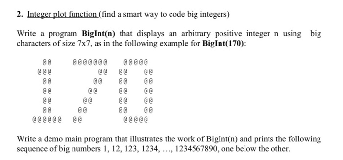 Solved 2. Integer plot function (find a smart way to code | Chegg.com