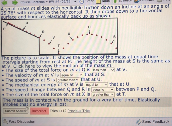 Solved A small mass m slides with negligible friction down | Chegg.com