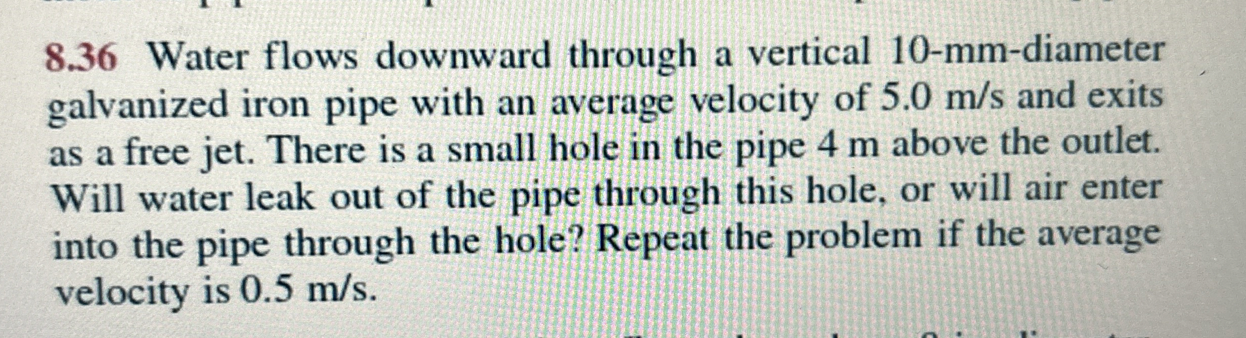 Solved 8.36 ﻿Water flows downward through a vertical | Chegg.com