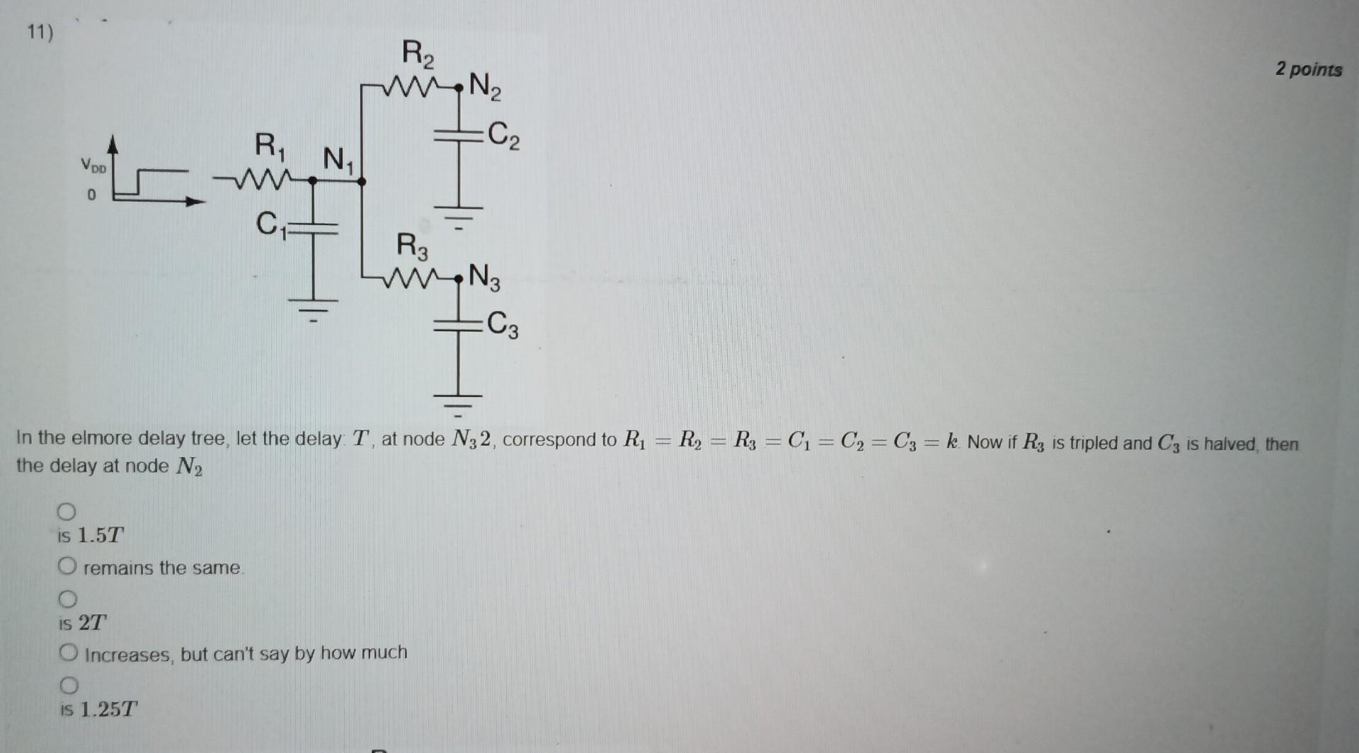 Solved In the elmore delay tree, let the delay T, at node | Chegg.com | Chegg.com