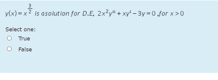 Solved y(x)=x32 ﻿is asolution for D.E, 2x2yu'+xyl-3y=0, ﻿for | Chegg.com